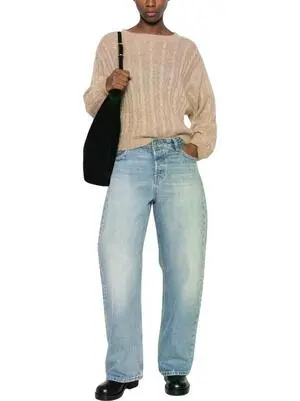 KRISTINA TI Cable-knit Boat-neck Sweater - Neutrals