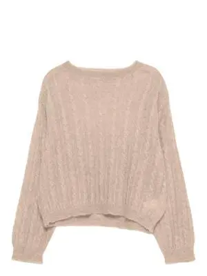 KRISTINA TI Cable-knit Boat-neck Sweater - Neutrals