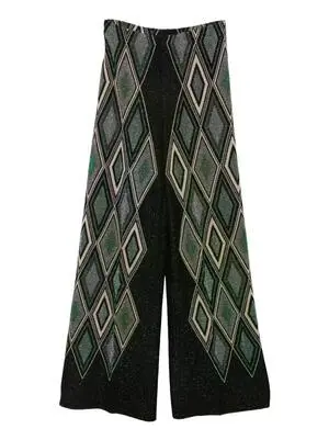 CIRCUS HOTEL Argyle-pattern Palazzo Pants - Black