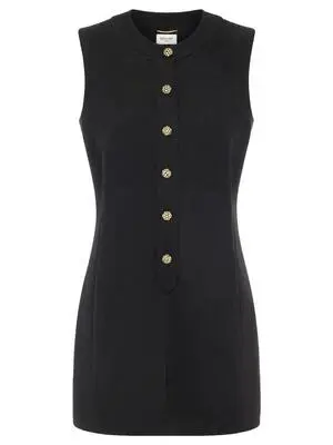 Saint Laurent Crystal-embellished Sleeveless Mini Dress - Black