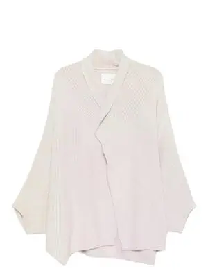 ROBERTO COLLINA Ribbed-knit Shawl-collar Cardigan - Neutrals