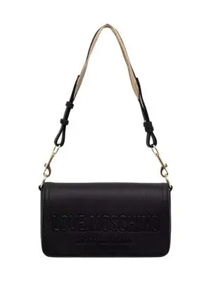 Moschino Embossed Logo Shoulder Bag - Black