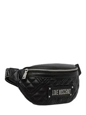 Moschino Quilted Logo Plaque Belt Bag - Black