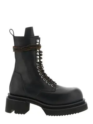 Rick Owens Lace Up Bogun' Combat Boots - Black
