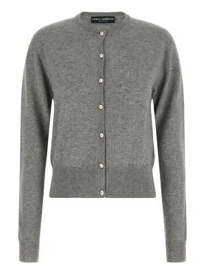 Dolce & Gabbana Logo Buttons Cashmere Cardigan - Gray