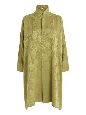 Eskandar Silk Double-stand Collar Shirt - Green
