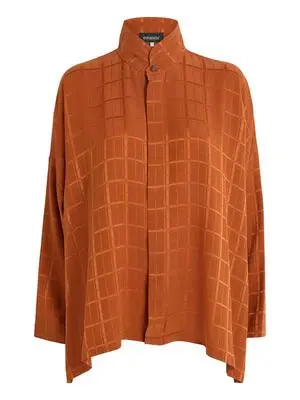 Eskandar Silk Double-stand Collar Shirt - Red