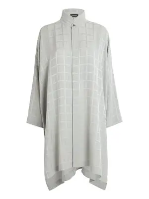 Eskandar Silk Double-stand Collar Shirt - Grey