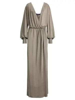 Ralph Lauren Metallic Jersey Stefanie Maxi Dress - Silver