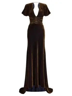 Ralph Lauren Velvet Charisse Gown - Brown
