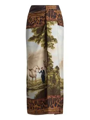 Ralph Lauren Silk Debbie Midi Skirt - Beige