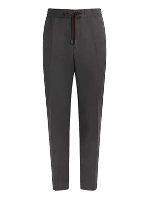 MAURIZIO BALDASSARI Stretch-virgin Wool Drawstring Trousers - Green