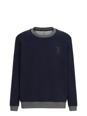 Brunello Cucinelli Cotton Embroidered Sweatshirt - Blue