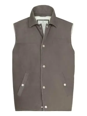 Brunello Cucinelli Down Leather Gilet - Grey