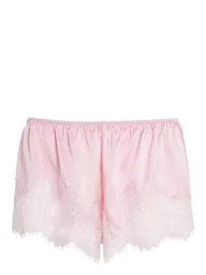 SKIMS Stretch-silk Lace-trim Shorts - Pink