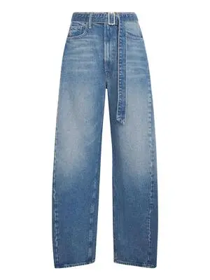 MOTHER Belted High-rise Barrel Jeans - Blue