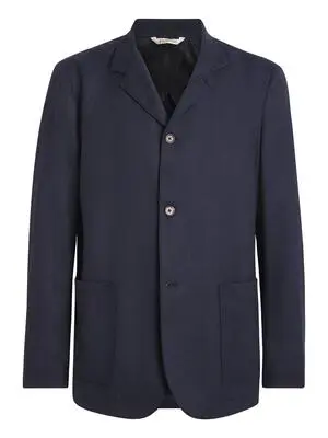 FIORONI CASHMERE Virgin Wool Three-button Blazer - Navy