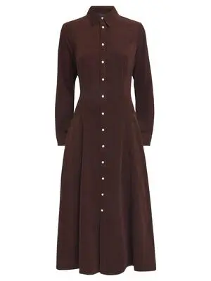 Polo Ralph Lauren Cotton Corduroy Midi Shirt Dress - Brown