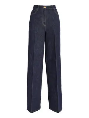Agnona Cotton-cashmere Straight Jeans - Navy