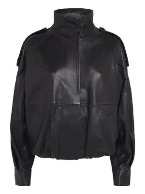 Almada Label Leather Mija Bomber Jacket - Black