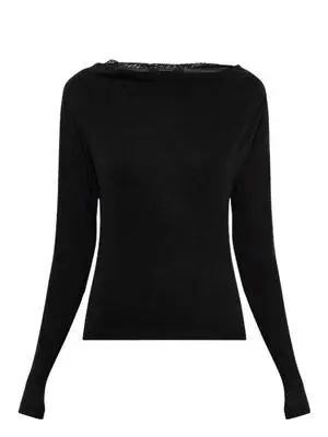 ALLSAINTS Chain Detail Offshoulder Long Sleeve Top - Black