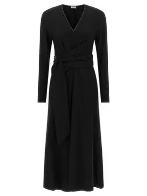 Brunello Cucinelli Shiny Collar Dress - Black