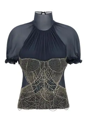 Attico Jewel Embroidery Top - Blue