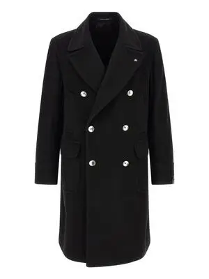 Tagliatore Cashmere Double-breasted Long Coat - Black