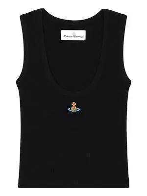 VIVIENNE WESTWOOD Top Cropped A Coste Con Logo - Black