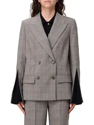 TWINSET Double-breasted Prince Of Wales Check Wool-blend Blazer - Brown