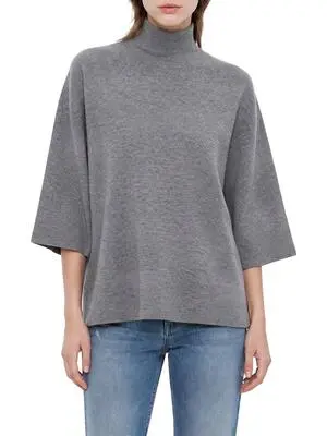 Fabiana Filippi Pure Wool Embellished Turtleneck Jumper With Dropped Shoulders - Grey