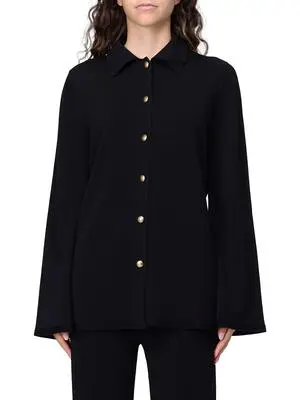 TWINSET Viscose Knit Shirt With Long Kimono Sleeves And French Collar - Black