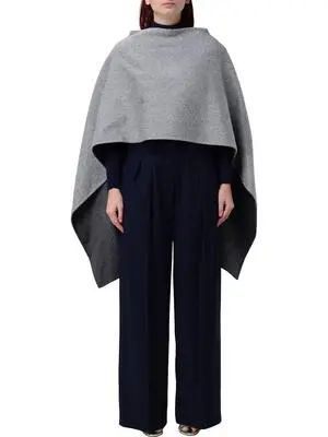 Alberta Ferretti Knee-length Pure Wool Cape With Asymmetric Hem - Grey