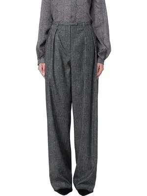 EMPORIO ARMANI Emporio Armani Prince Of Wales Check Palazzo Trousers In Wool Flannel