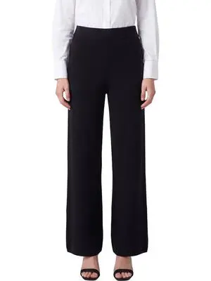 Max Mara High-waisted Wide-leg Wool-blend Knit Trousers - Black