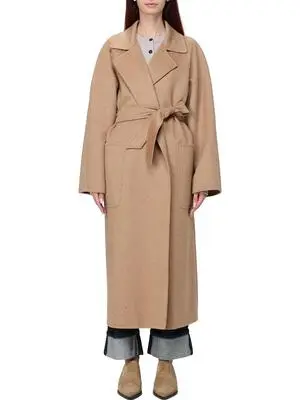 Max Mara Long Wool Robe Coat With Belt - Camel