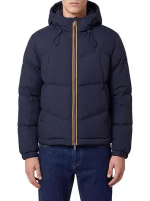 K-WAY Quill Quilted Hooded Down Jacket In Nylon With Duck Down Filling
