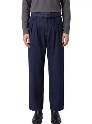 Dries Van Noten Wide-leg Pleated Jeans In Dark Wash Denim - Blue