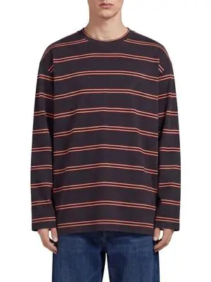 JIL SANDER Striped Cotton Long-sleeved T-shirt With Dropped Shoulders