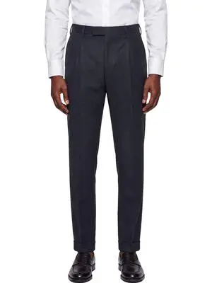PT TORINO Master Slim Fit Pleated Wool Blend Tailored Trousers - Brown