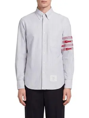 Thom Browne Striped Button Down Shirt - Grey