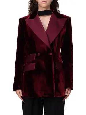 SIMONA CORSELLINI Double-breasted Velvet Blazer With Peak Lapels - Ruby