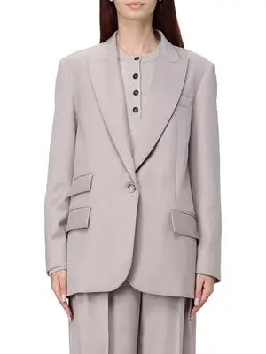 SIMONA CORSELLINI Single-breasted Cotton-blend Blazer With Peak Lapels Beige