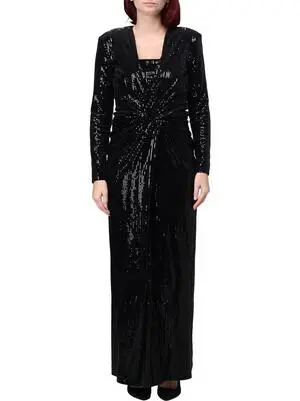 SIMONA CORSELLINI V-neck Sequin Sheath Mini Dress - Black