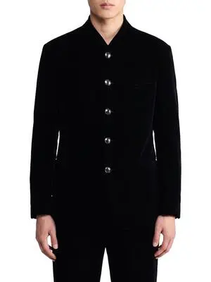 Giorgio Armani Single-breasted Velvet Ceremony Blazer Black