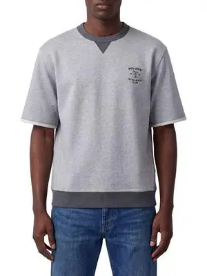 Brunello Cucinelli Short-sleeved Cotton Crewneck Sweatshirt With Embroidered Logo - Grey