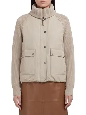 Brunello Cucinelli Brunello Cucinelli Padded Wool-Knit Cardigan With Patch Pockets Beige