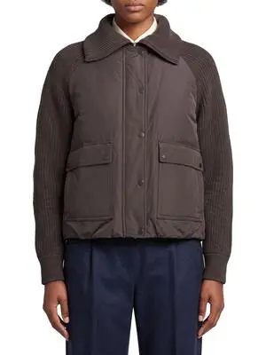 Brunello Cucinelli Padded Wool-knit Cardigan With Patch Pockets - Plum