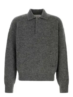 AMI Paris Stretch Alpaca Blend Polo Shirt - Grey