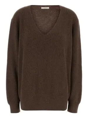 THE ROW Stretch Cotton-blend Phef Sweater - Brown
